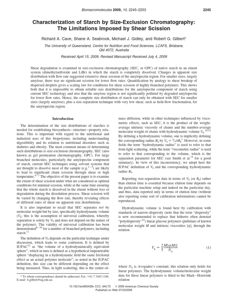 Characterization of Starch by Size-Exclusion Chromatography - The ...