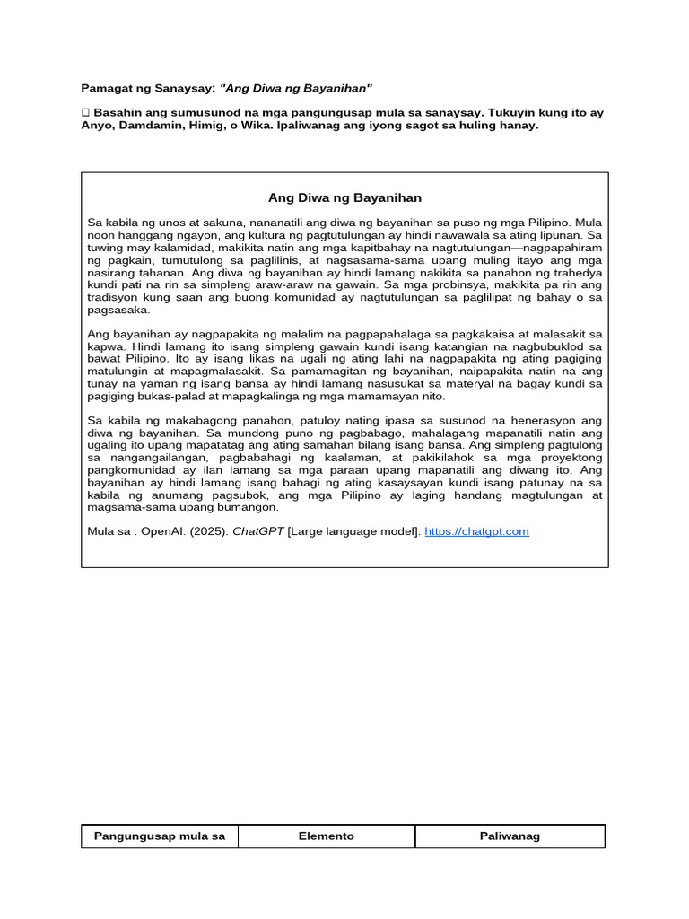 FIL S5 HO5 Worksheet Sample #2 | PDF