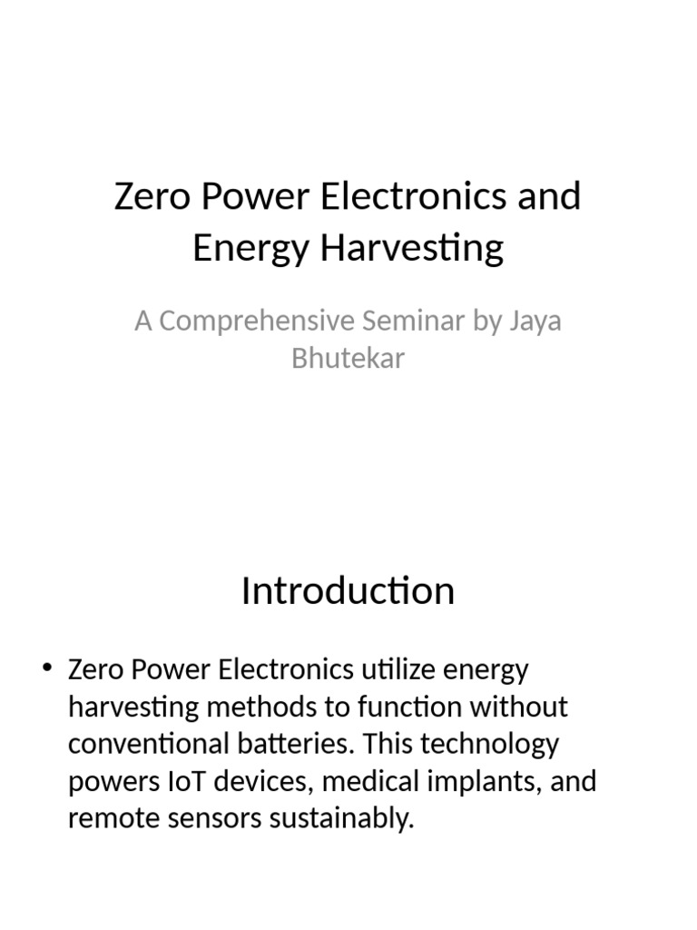 Zero Power Electronics Overview Pdf