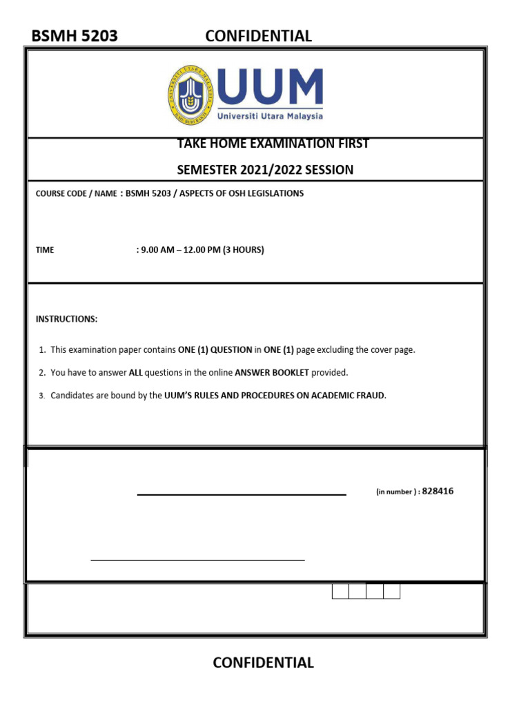 OSH Legislation Exam Guidelines 2021 | PDF | Occupational Safety And ...