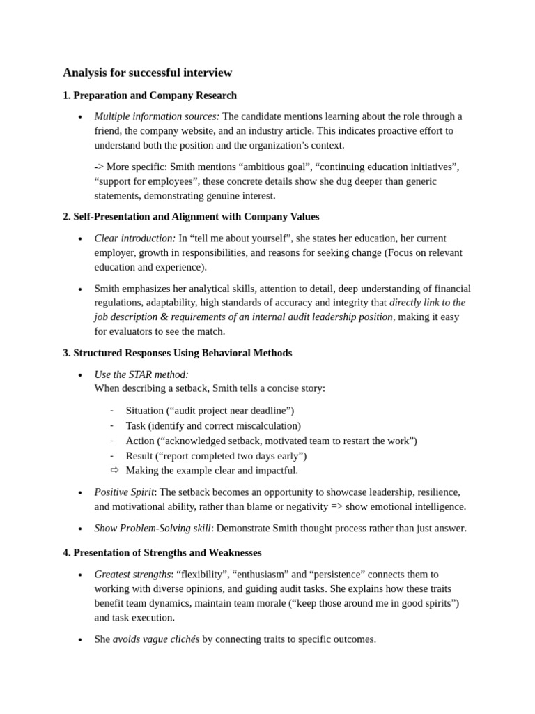 Analysis For Successful Interview | PDF | Leadership | Psychological ...