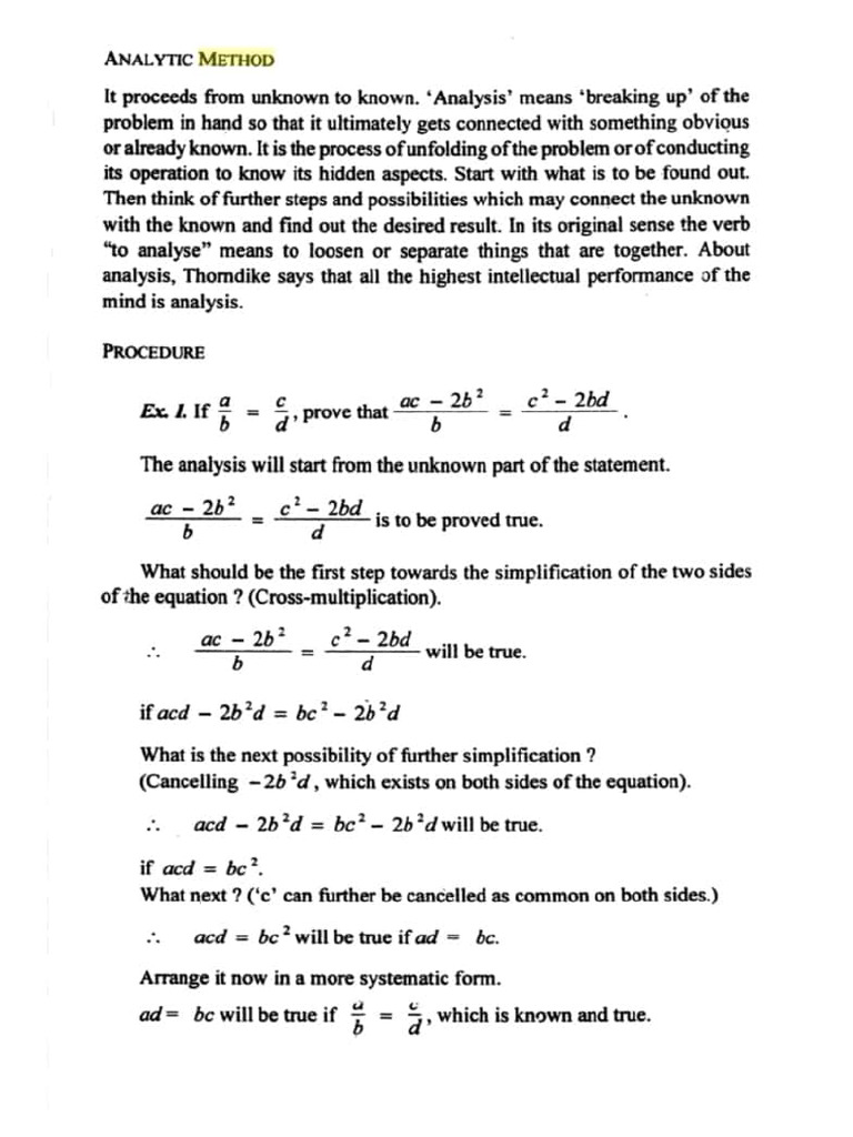Analytic and Synthetic Method | PDF