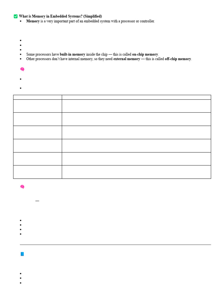 Memory in Embedded Systems | PDF | Random Access Memory | Read Only Memory