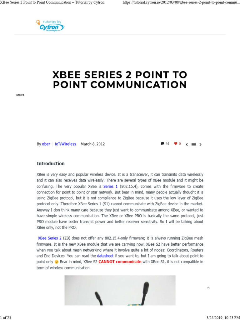 XBee Series 2 Point To Point Communication | PDF | Network Topology | Computer Engineering