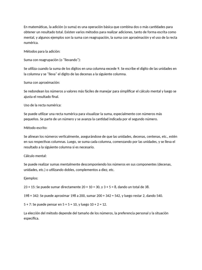 Métodos para La Suma | PDF