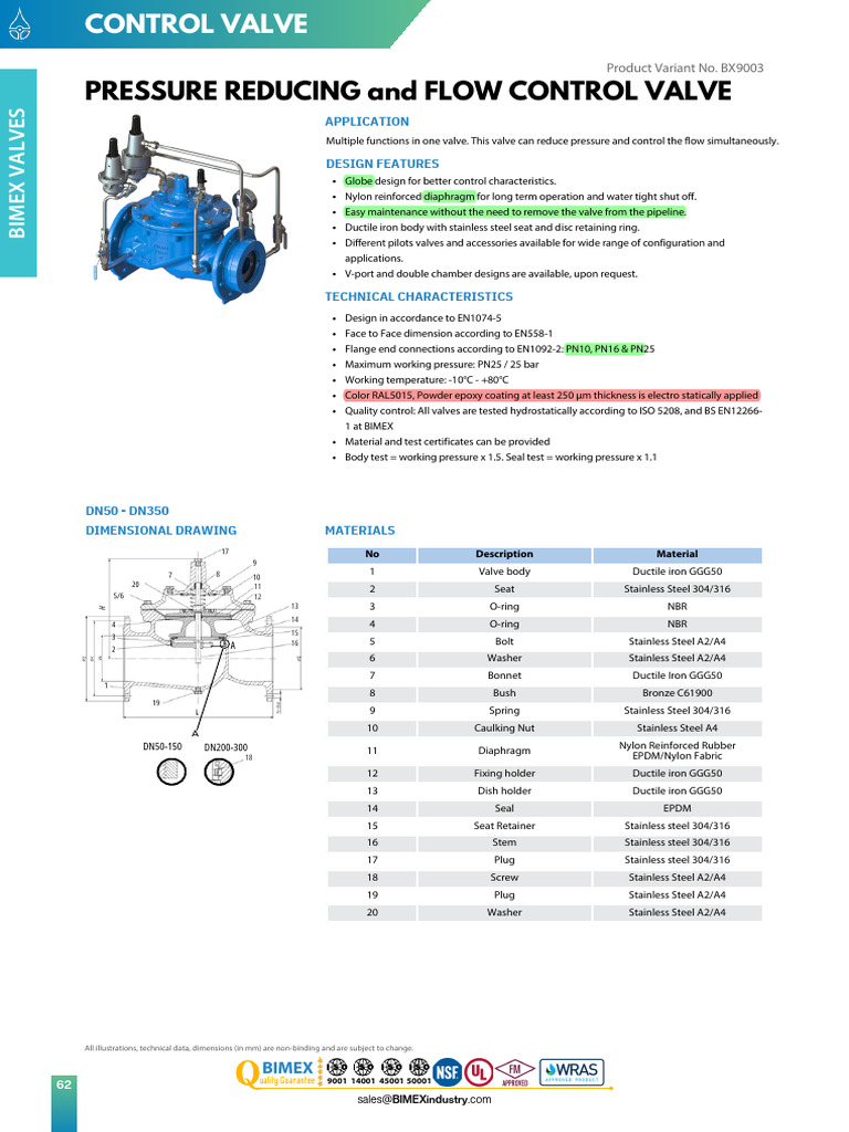 BIMEX PRV and Flow Control | PDF | Valve | Steel