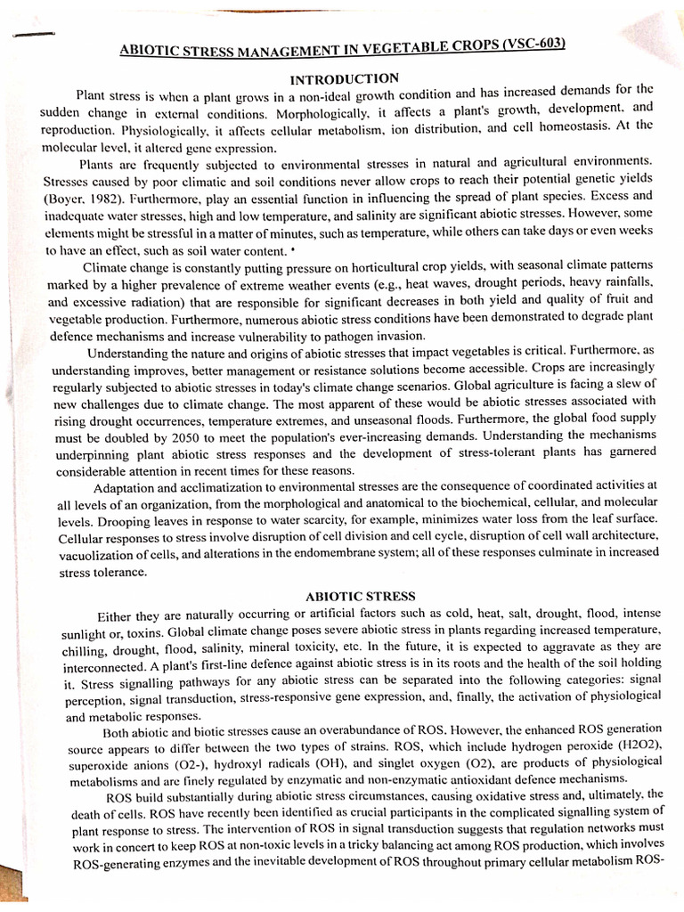 Abiotic Stress Management | PDF