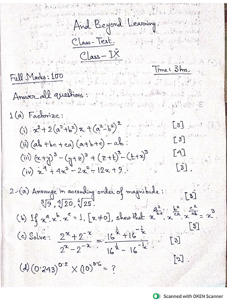 Class IX Question Paper | PDF
