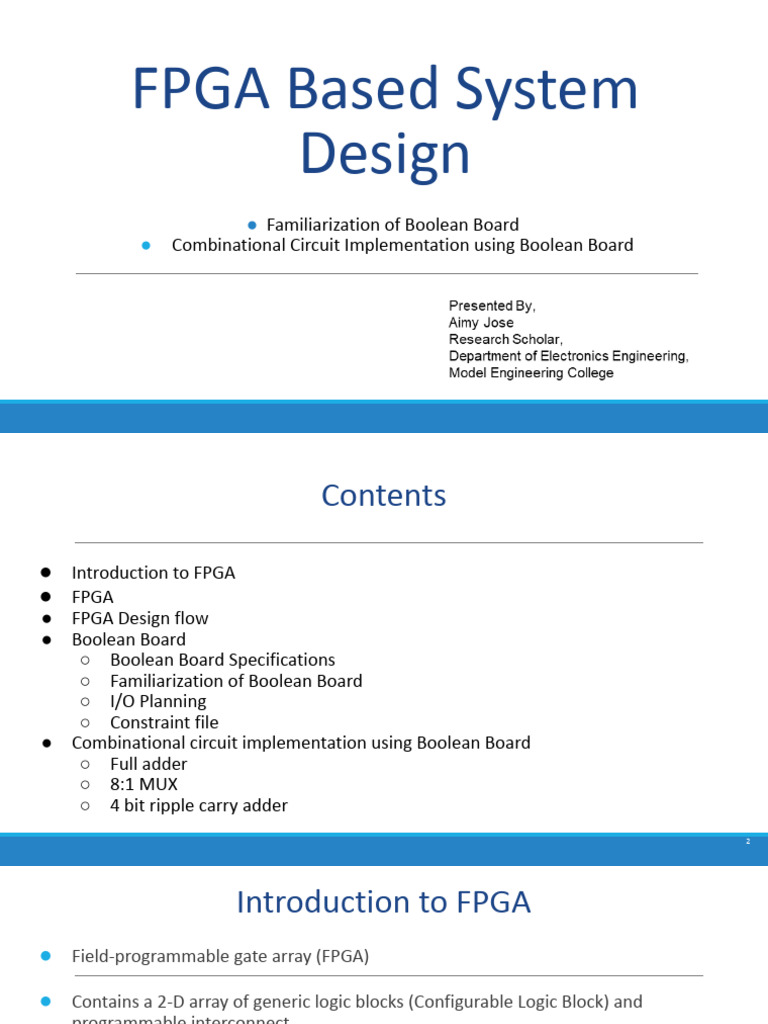 FPGA System Design with Boolean Board | PDF | Field Programmable Gate ...
