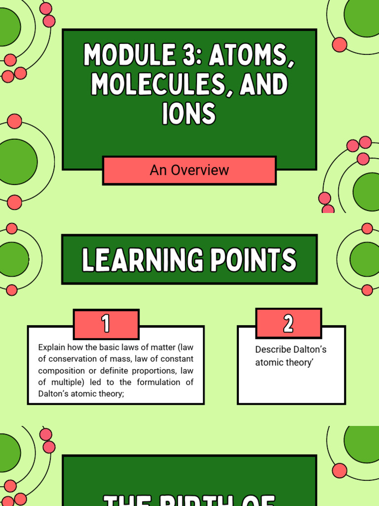 Module 3 Atoms, Molecules, and Ions (Birth of Atomic Theory) | PDF | Atoms | Chemistry