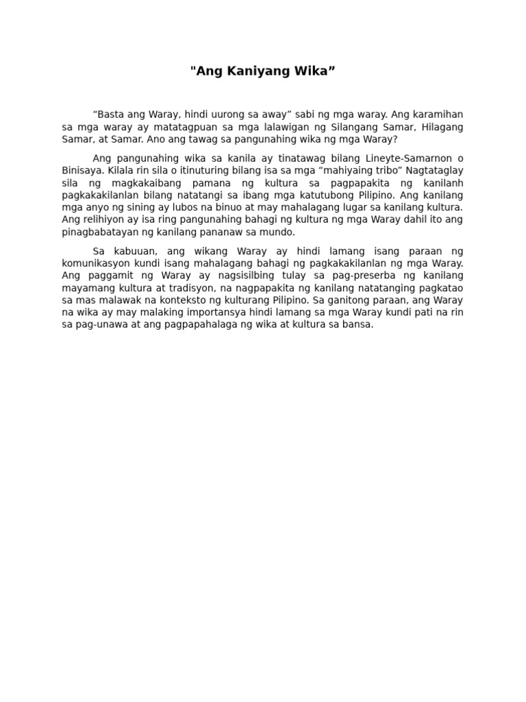 Ang Kaniyang Wika | PDF