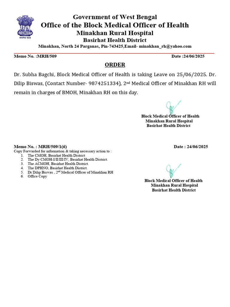 Leave Notification for BMOH Minakhan | PDF