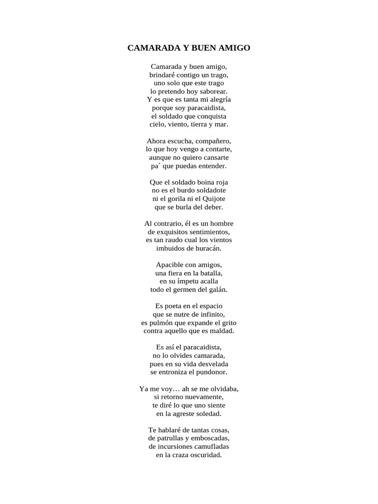 Cantos de Paracaidistas y Valor | PDF