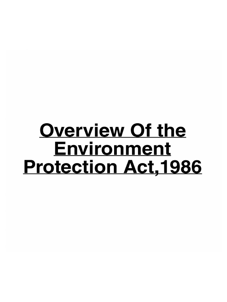 Overview of The Environment Protection Act 1986 | PDF