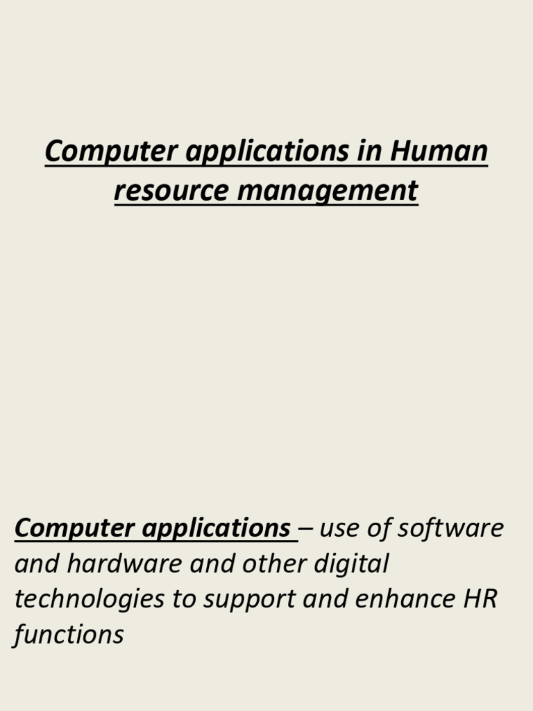 Computer Applications in HR Management | PDF | Human Resource ...
