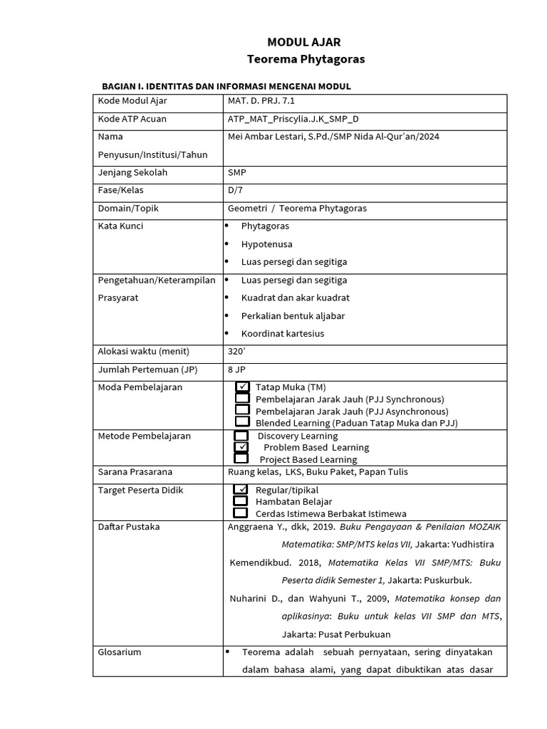 MA 1. 2 Teorema Phytagoras 8 JP | PDF