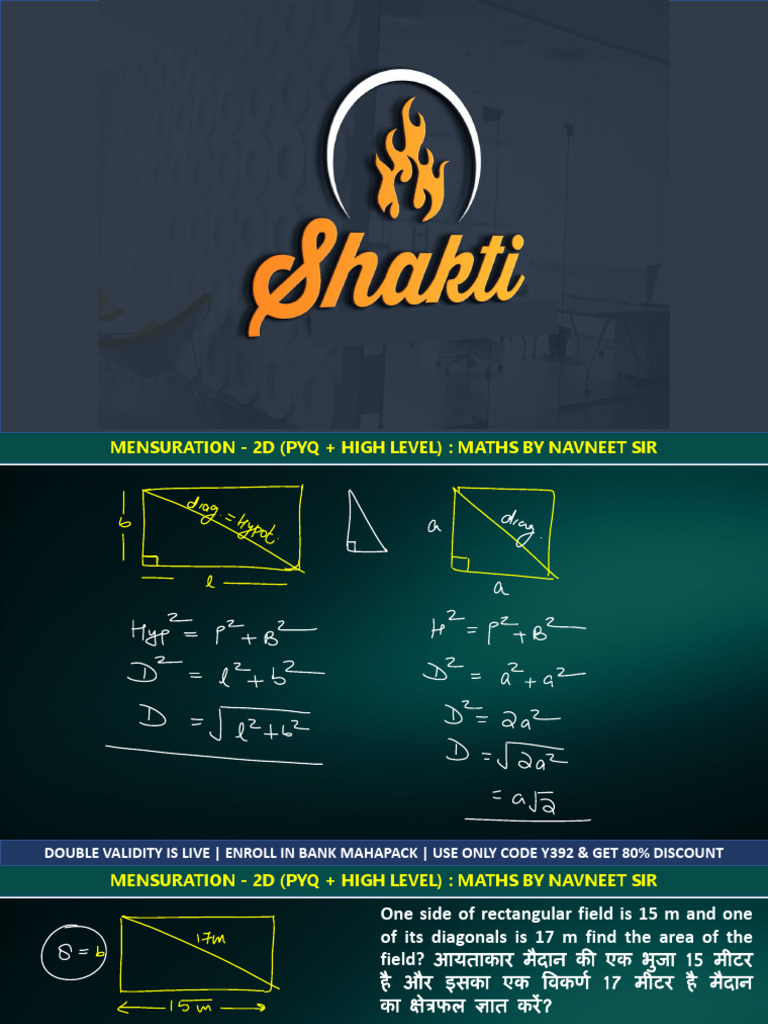 Mensuration 2d (High Level + Pyq) | PDF | Area | Length