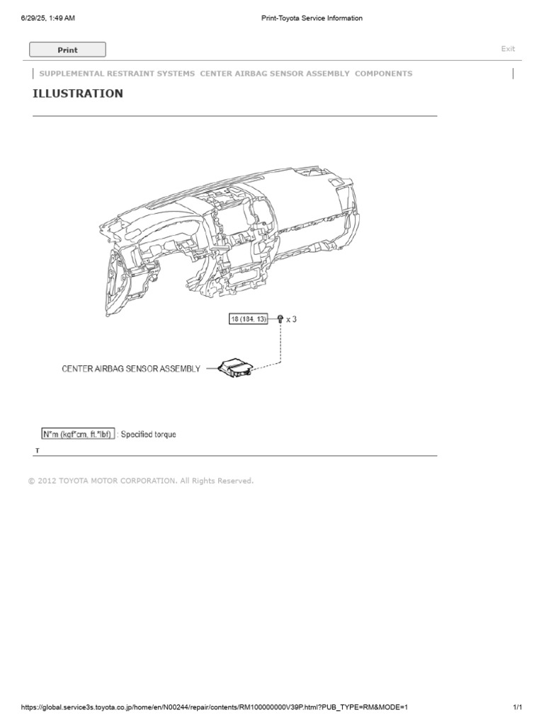 Supplemental Restraint Systems Center Airbag Sensor Assembly Components ...