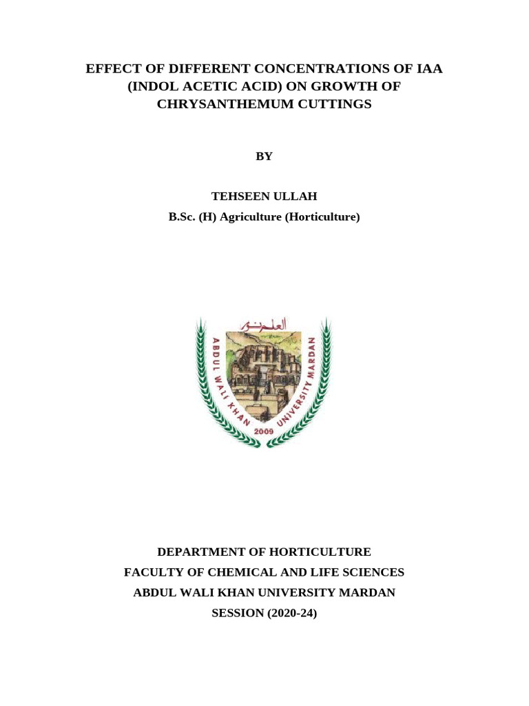 Tahseen Final Thesis (Complete | PDF | Auxin | Plants