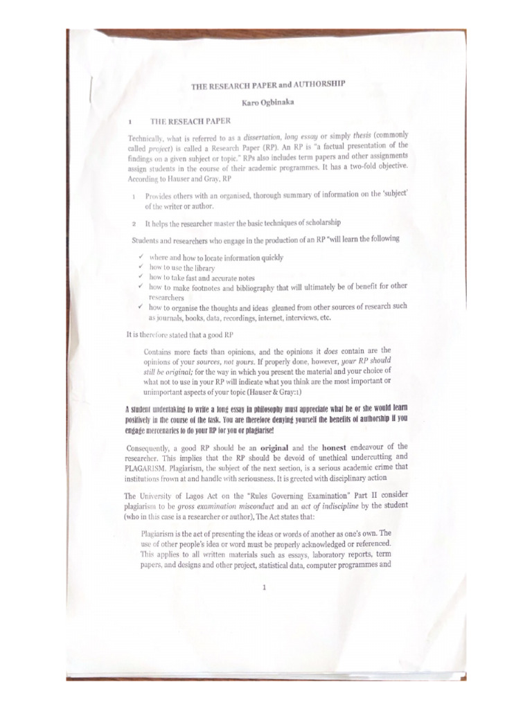 Research Paper and Authorship | PDF