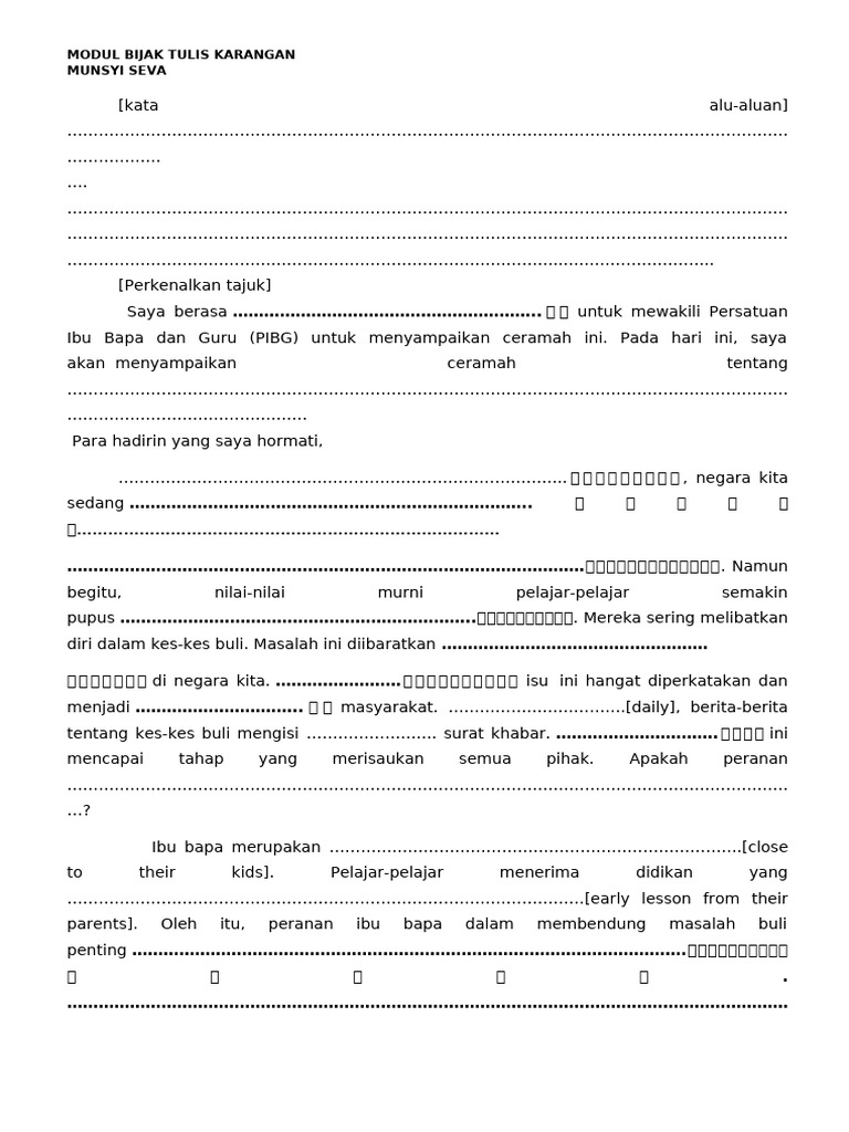 Ceramah - Peranan Ibu Bapa Atasi Buli | PDF