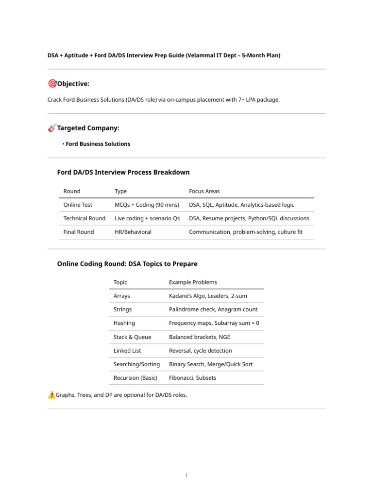 Ford DA/DS Interview Prep Guide | PDF | Computer Science | Software ...