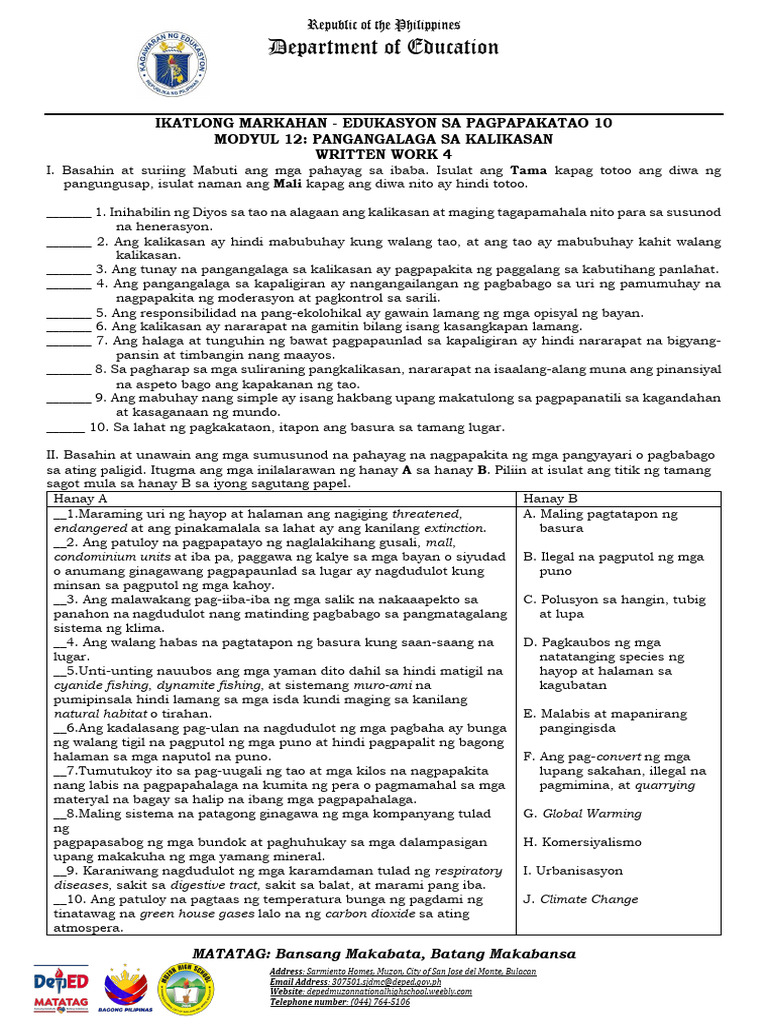EsP10 Quarter3 WW4PT4 | PDF