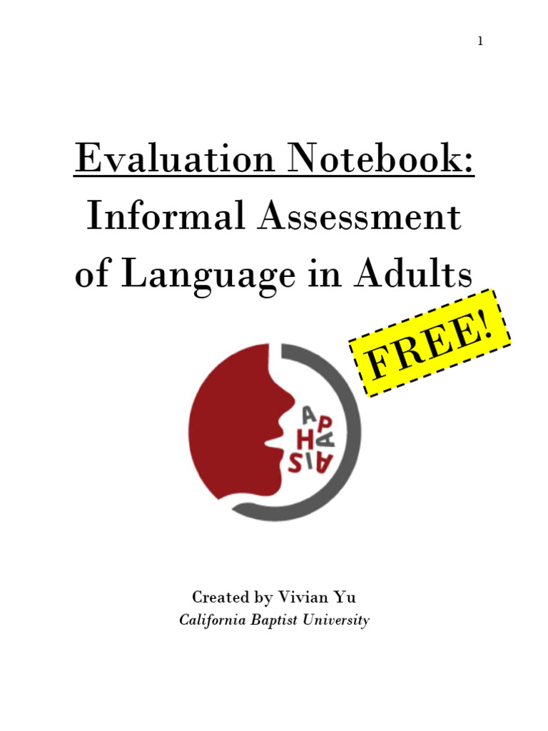 Evaluation Notebook: Informal Assessment of Language in Adults | PDF ...