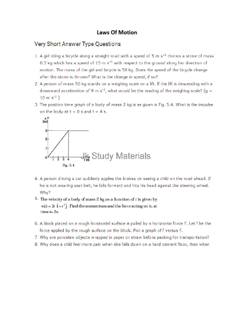 11th Physics (Laws of Motion) HOTS Question | PDF