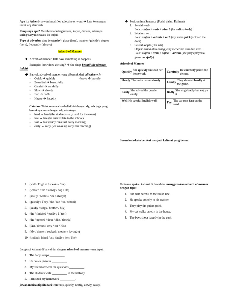 Apa Itu Adverb | PDF | Adverb | Verb