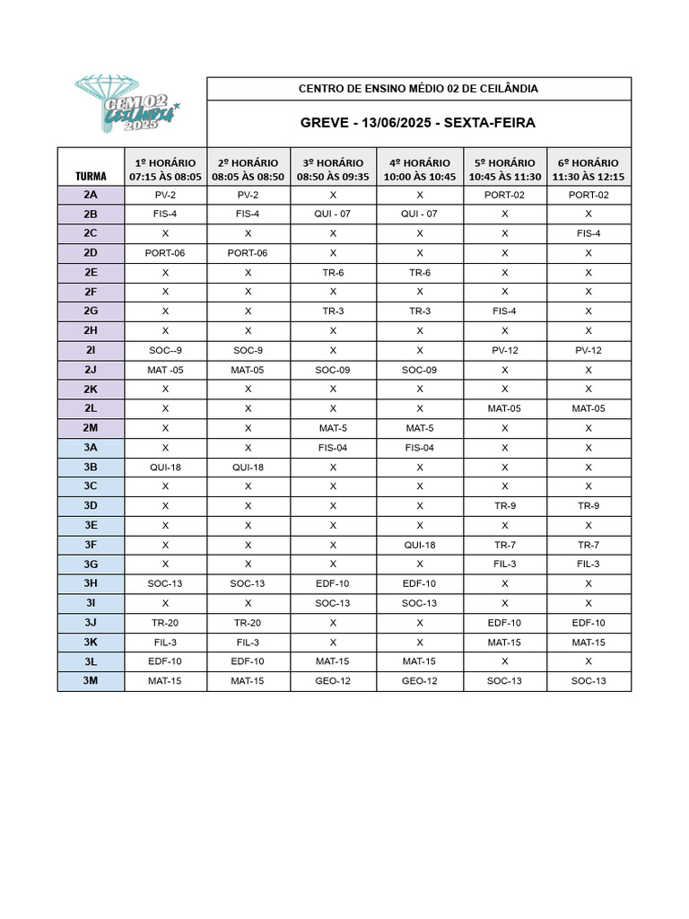 Greve 2025 - Aulas Matutino - 13 - 06 | PDF