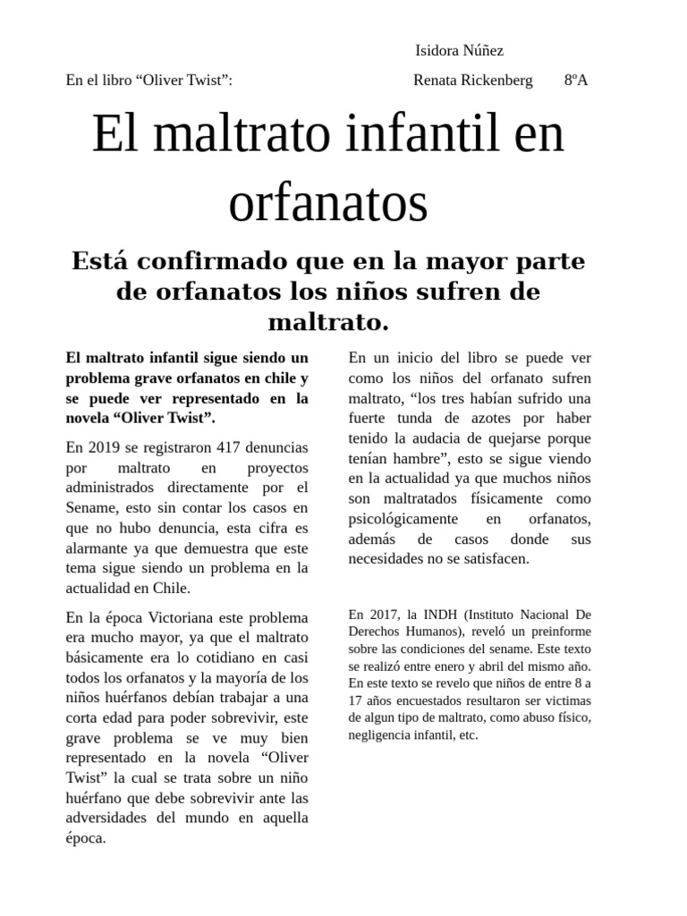 El Maltrato Infantil en Los Orfanatos | PDF | Orfanato | Abuso infantil