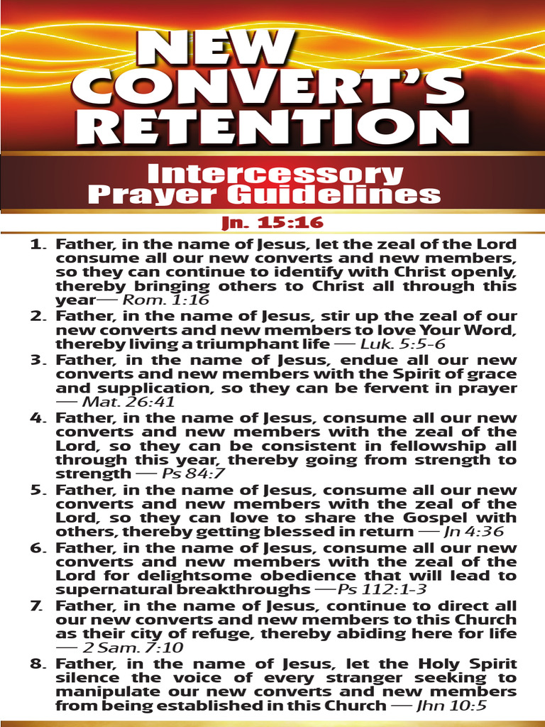 New Convert's Retention Intercessory Prayer Guidelines | PDF | Theology | Abrahamic Religions