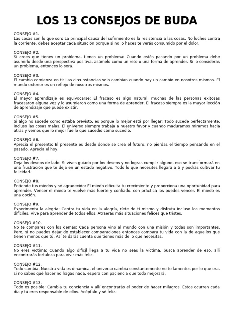 13 Consejos de Buda | PDF