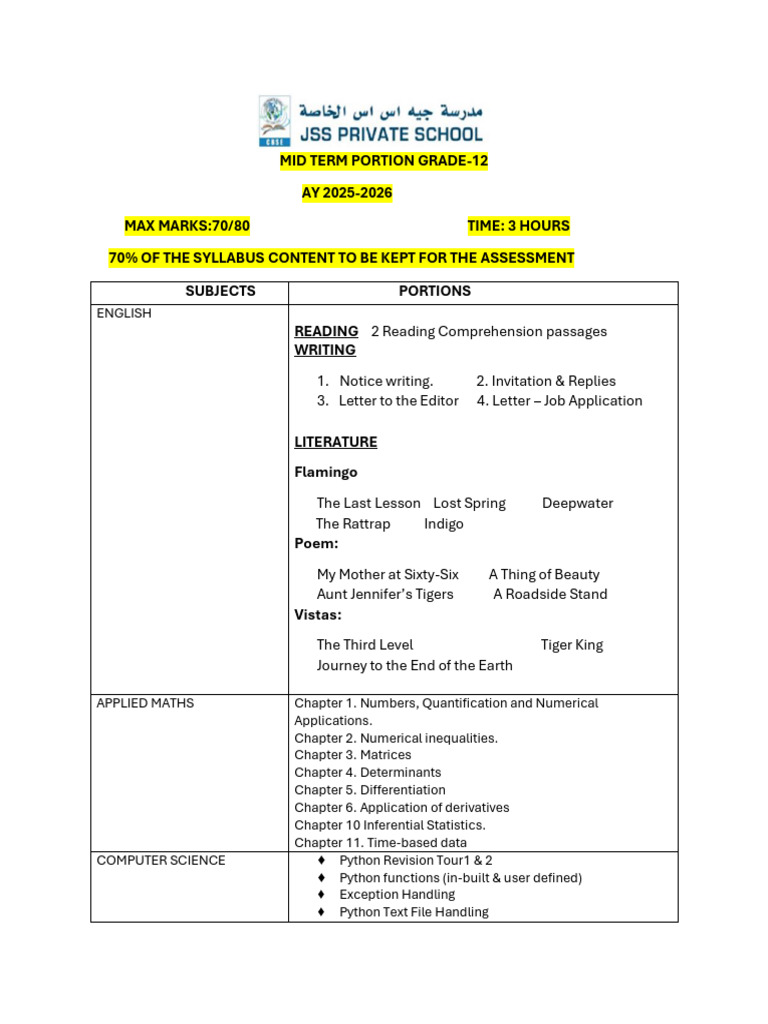 Grade 12 - Mid Term Portion 2025 | PDF | Economics | Yoga