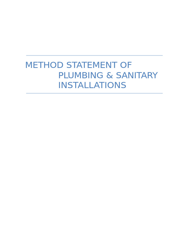 Method Statement For Plumbing | PDF | Pipe (Fluid Conveyance) | Plumbing