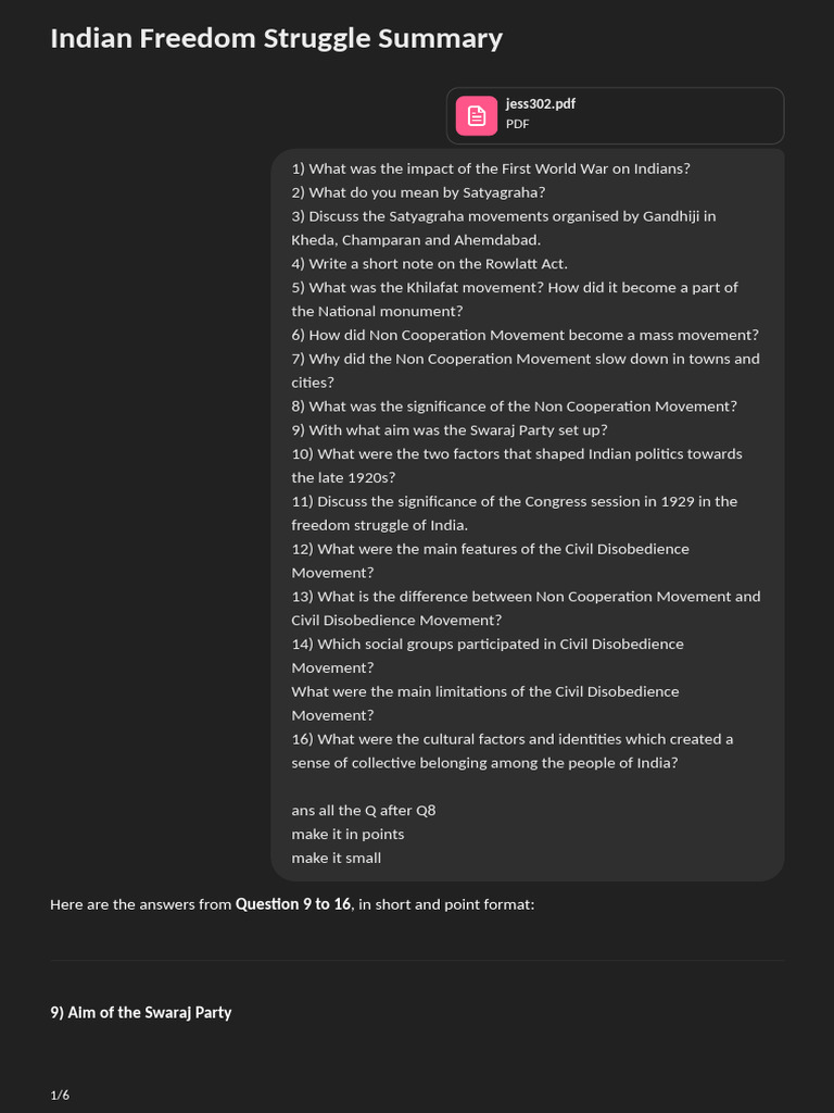 Summary of Indian Freedom Struggle | PDF | British Raj | Indian ...