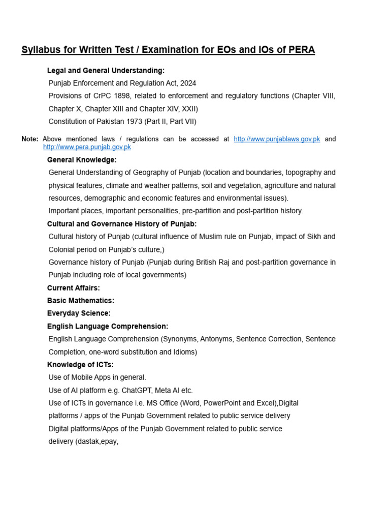 Updated EO IO Syllabus Corrigendum - 0 | PDF