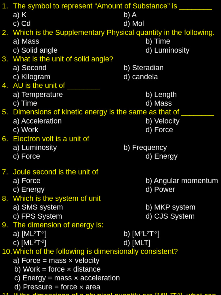 Physics Dimensional Analysis Quiz | PDF | Force | Classical Mechanics