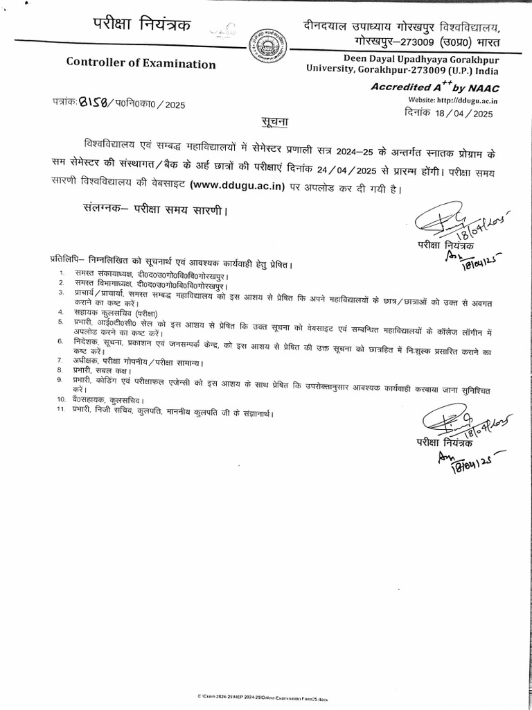 NOTICEFILE UG Time Table For Even Sem | PDF | Agriculture | Polymers