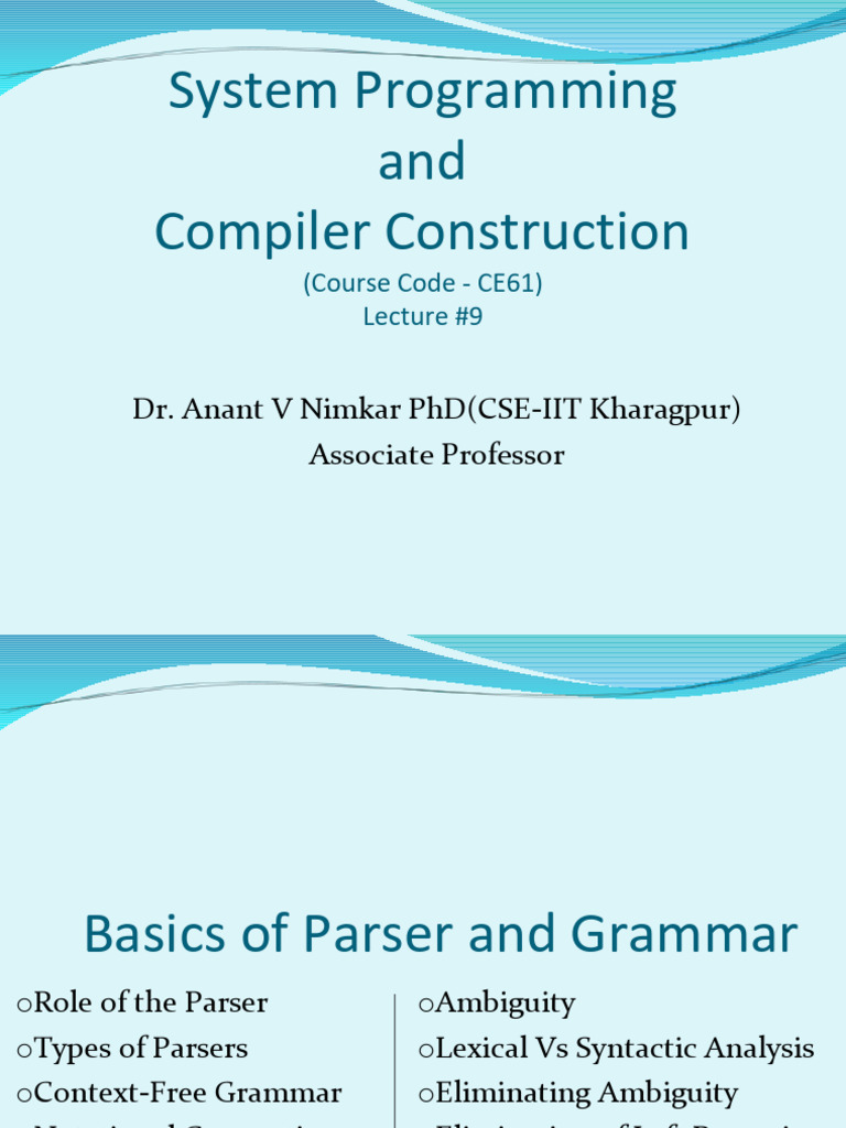 Mod 2.1 - (Lec 9) - Syntax Analysis-1 | PDF | Parsing | Theoretical ...