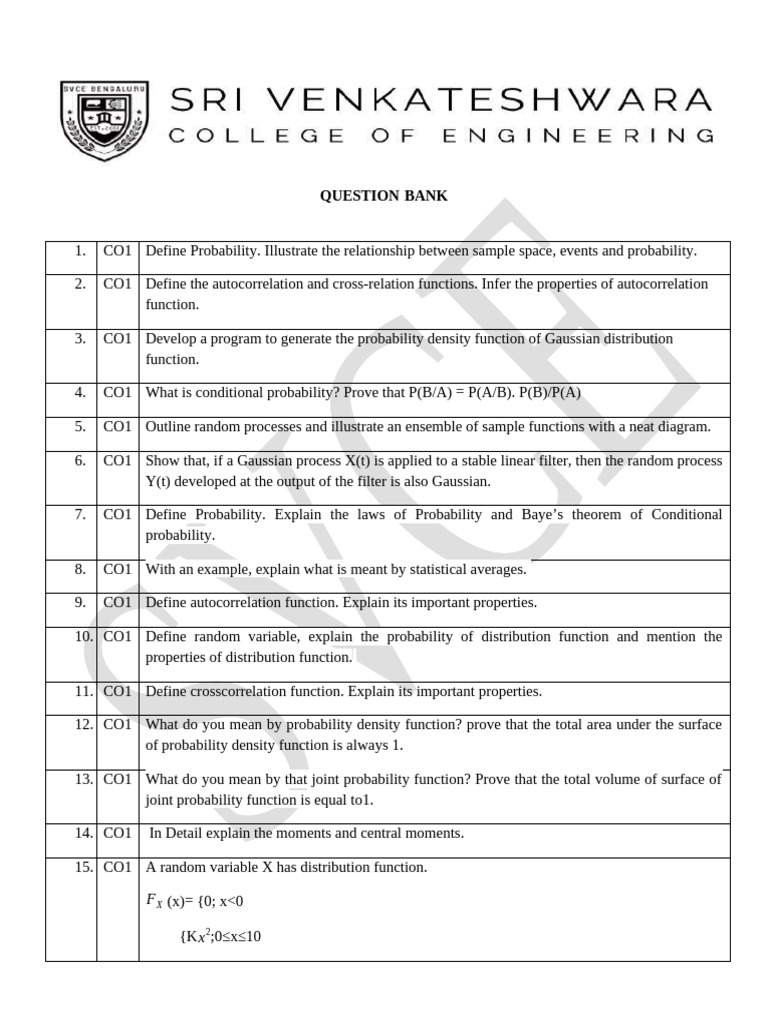 Bec402 Pcs Question Bank 2 | PDF | Probability Distribution | Normal ...