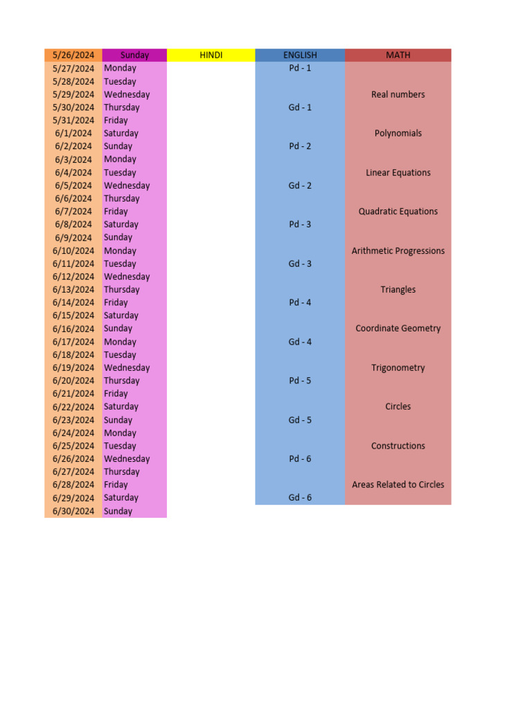 Syllabus Completion Class 10 Date Sheet (Mohit) | PDF