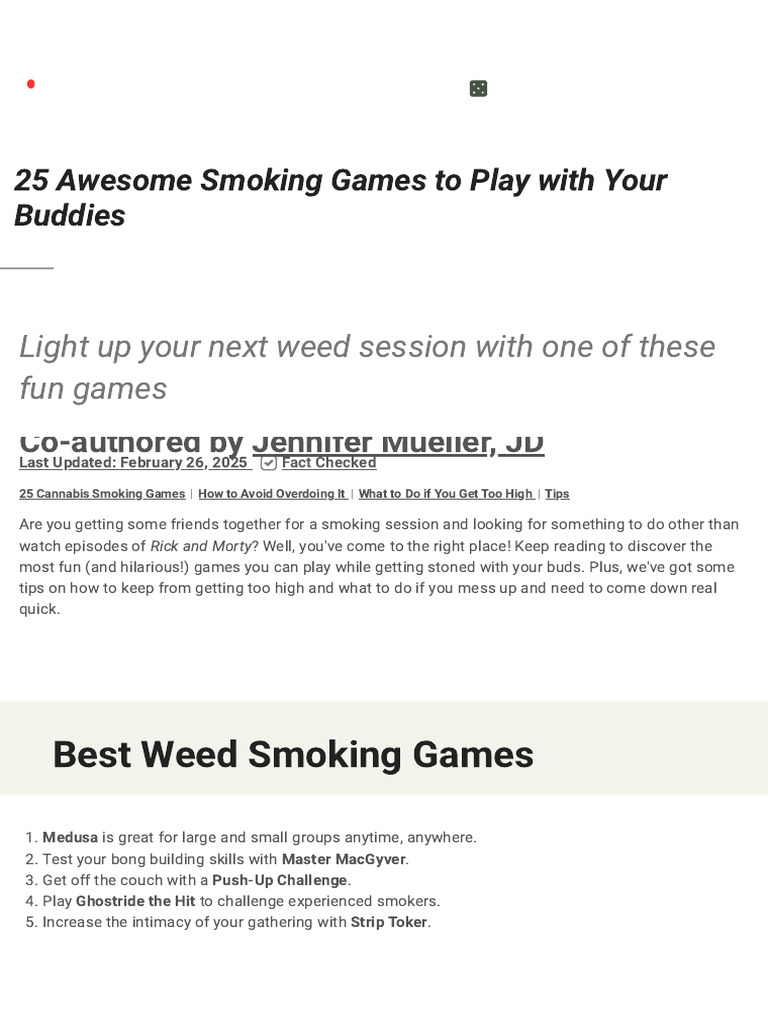 Fun Games for Smoking Sessions | PDF | Cannabis (Drug) | Smoking