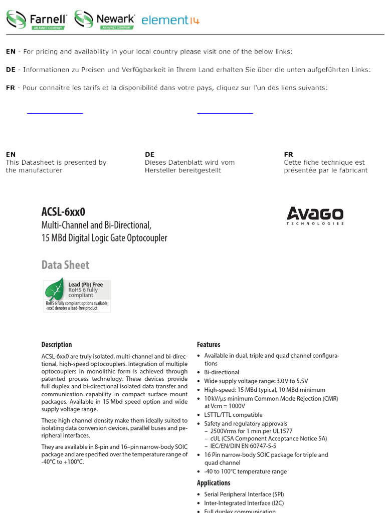 Acsl-6310-50te Acsl-6310-50te | PDF | Electronic Circuits | Manufactured Goods