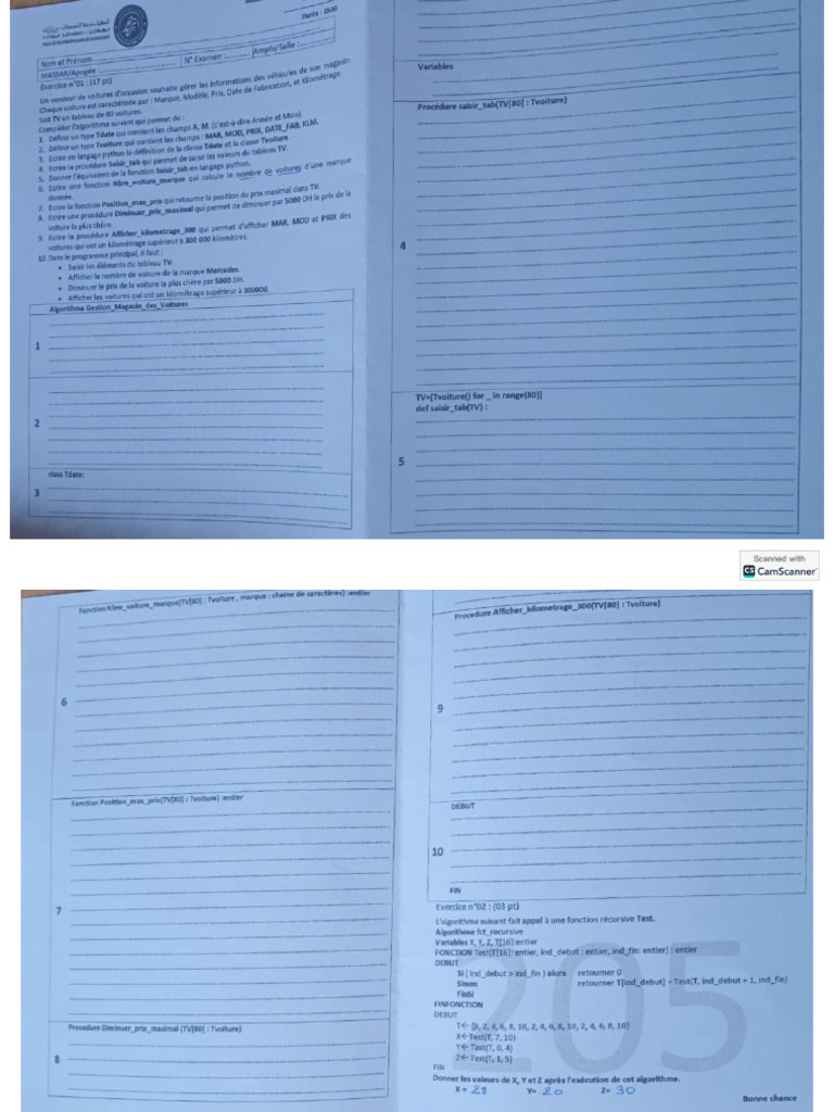 Examen Informatique s2 de Test | PDF