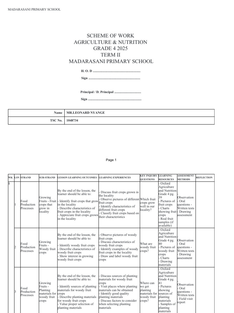 Agriculture & Nutrition Grade 4 Term-II | PDF | Plant Nursery | Learning