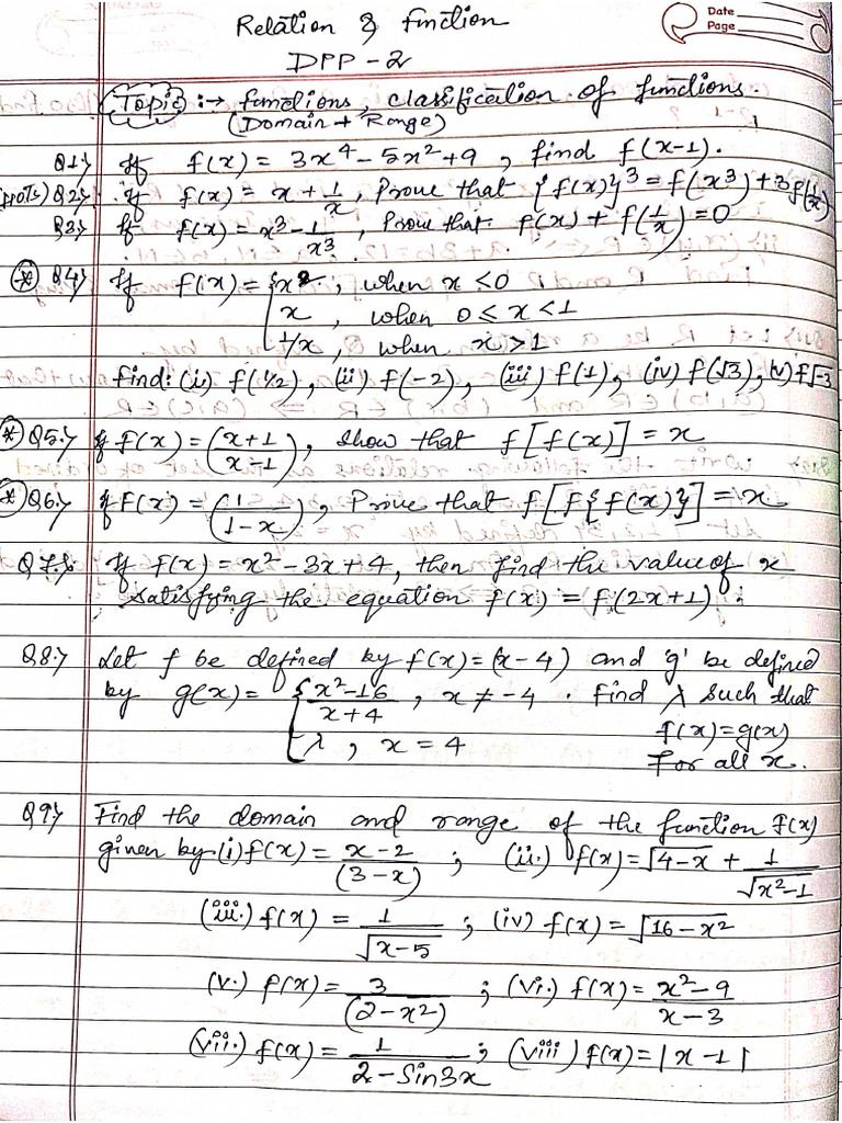Relation and Function DPP - 2 | PDF