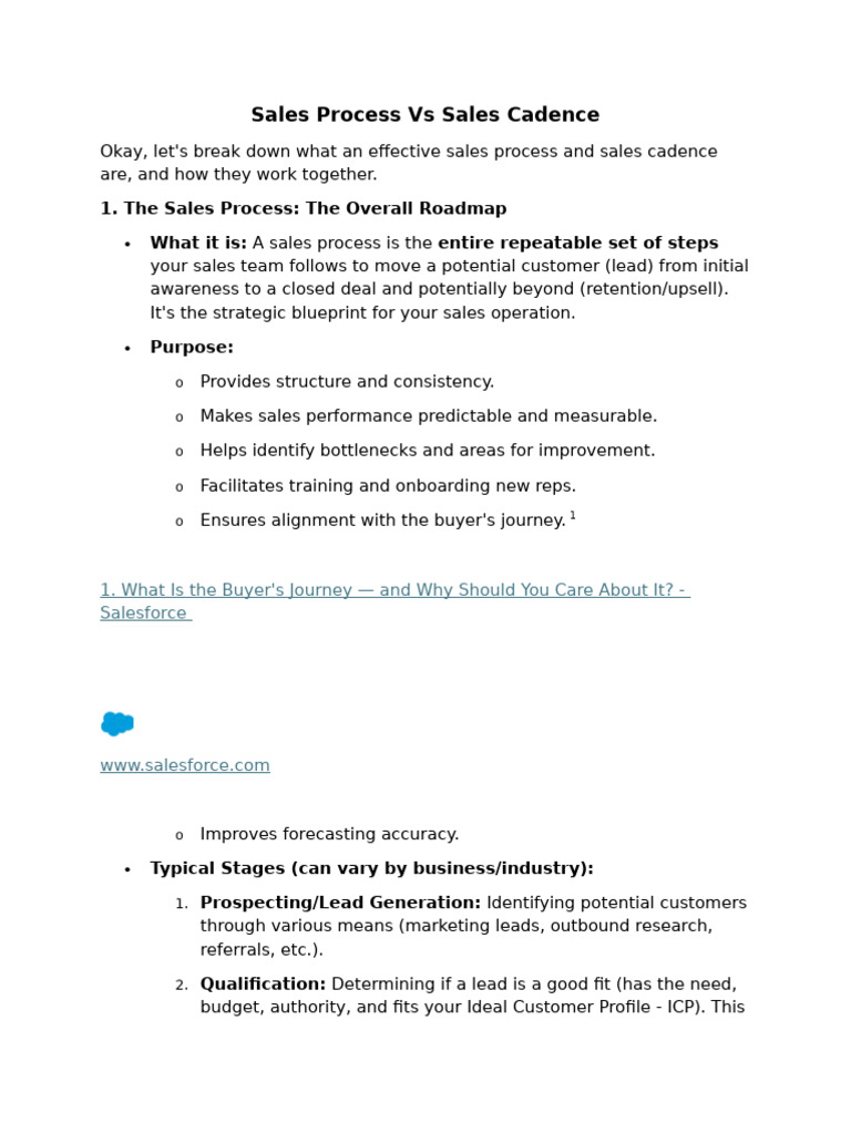 Sales Process Vs Sales Cadence | PDF | Sales | Customer Relationship ...