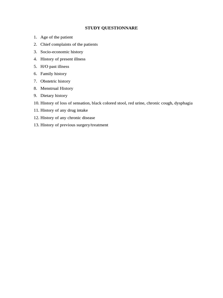Study Questionnare | PDF